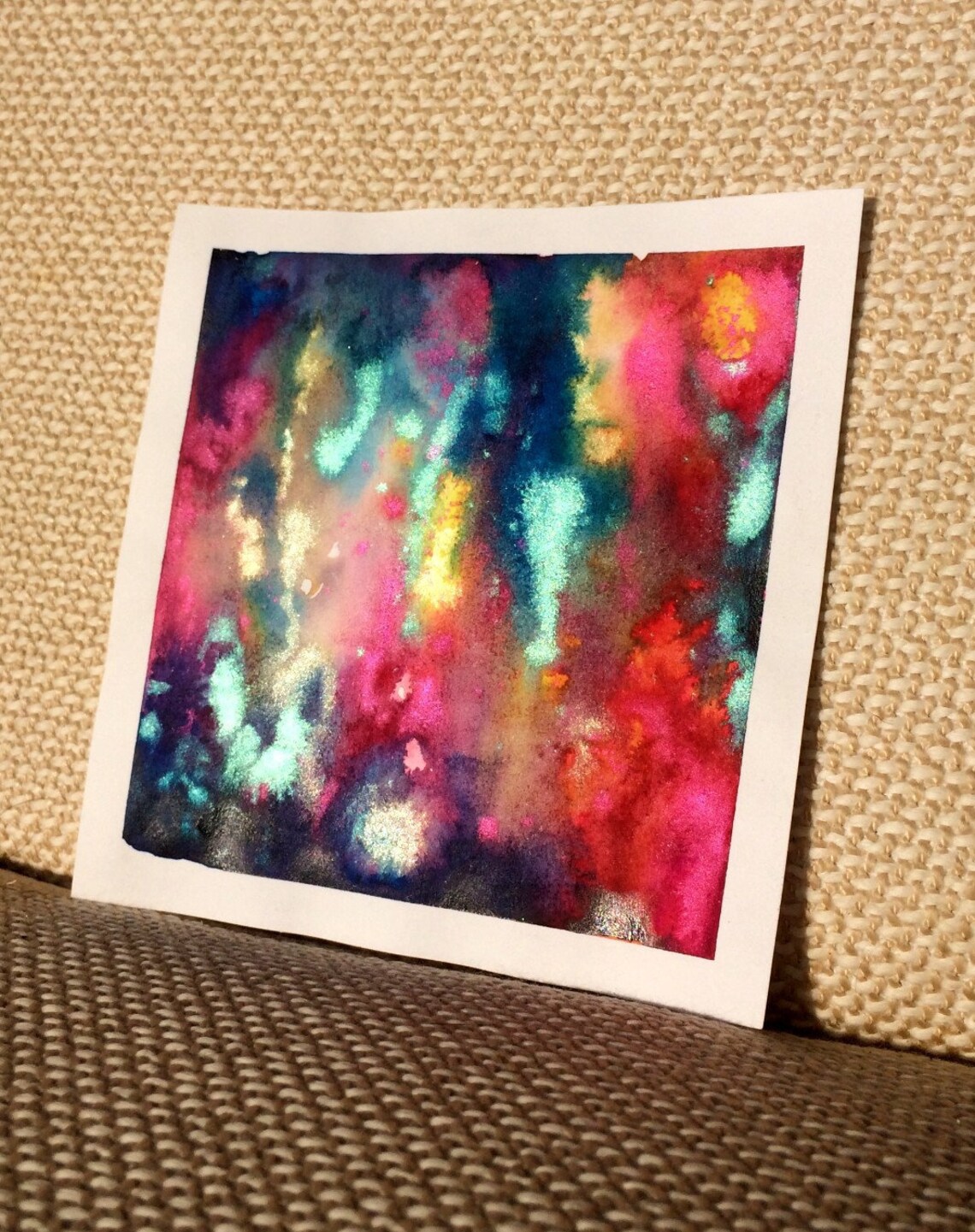 Colourful Metallic Watercolour Painting | Etsy