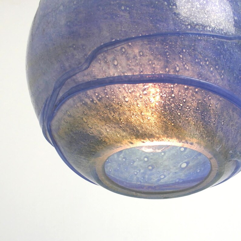 Blown Pendant Lamp ' Blue Moon ' Recycled Glass - Etsy