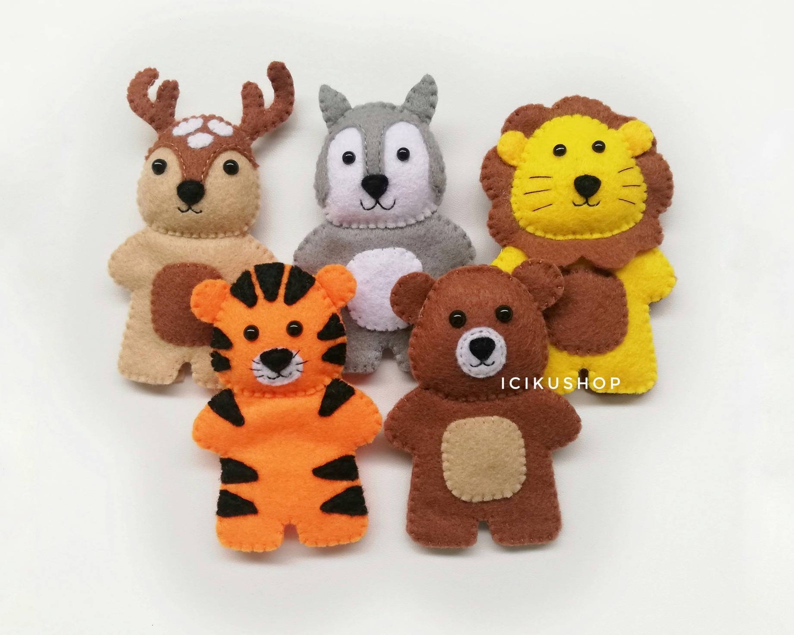 PDF, SVG : Cute Animal 3 Finger Puppets Hand Sewing Pattern and ...