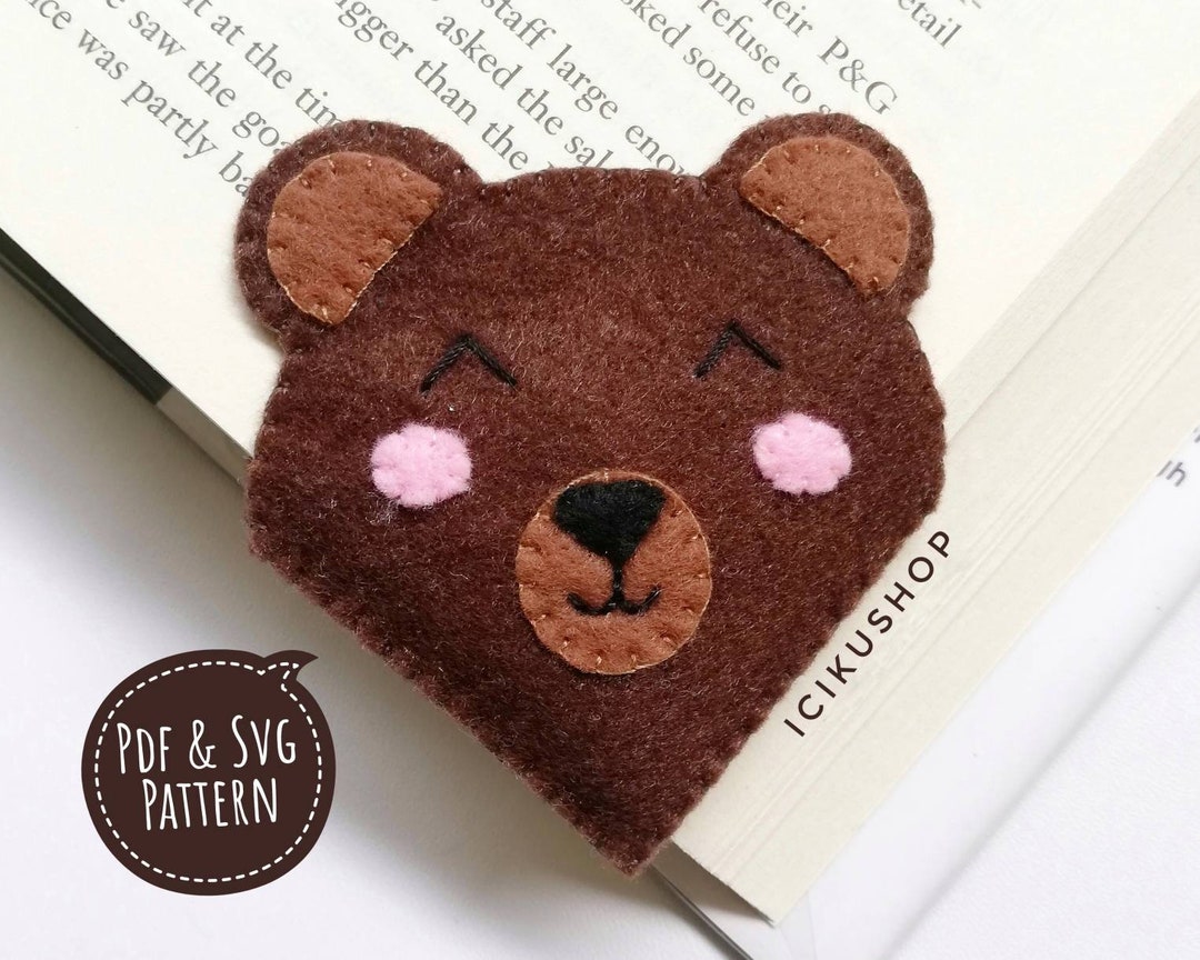 PDF, SVG : Bear Felt Bookmark Hand Sewing Pattern and Tutorial, Corner ...