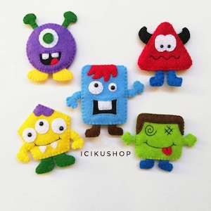PDF, SVG : Monster Shapes Felt Finger Puppets Hand Sewing Pattern and ...
