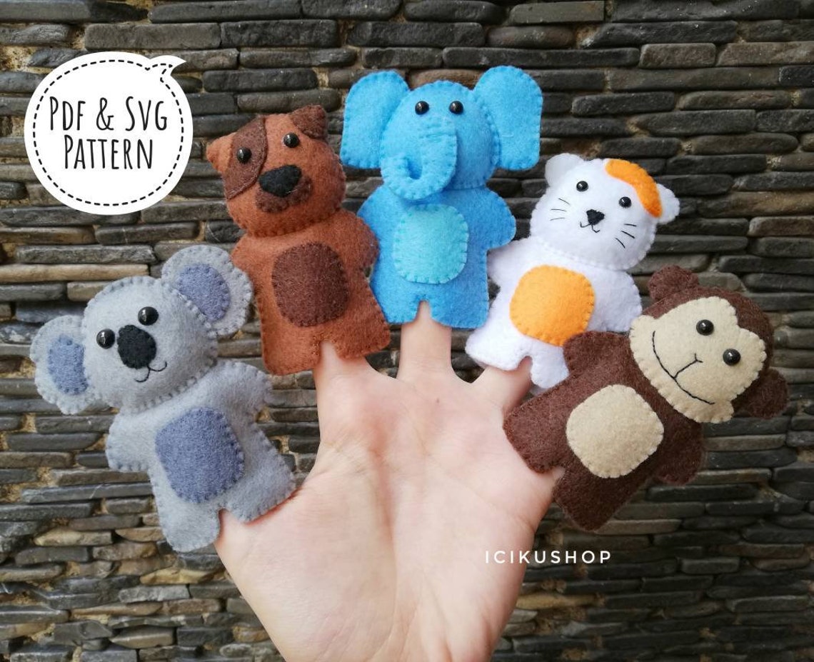 PDF SVG : Cute Animal 2 Finger Puppets Hand Sewing Pattern - Etsy