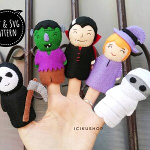 PDF, SVG : Halloween Felt Finger Puppets Hand Sewing Pattern and ...
