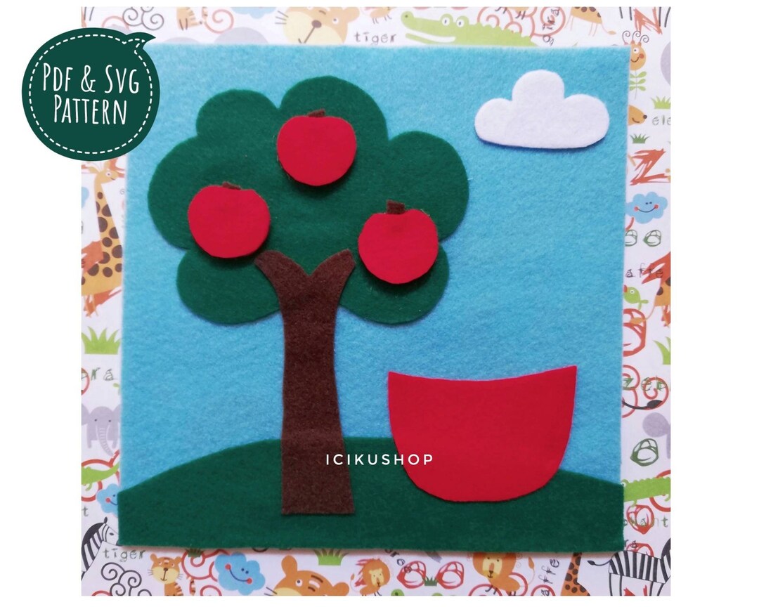 PDF, SVG : Apple Tree, No Sew Busy Book Page / Quiet Book Page Pattern ...