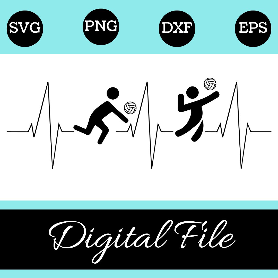 Volleyball SVG: Stick Figure Volleyball Heartbeat SVG - Etsy