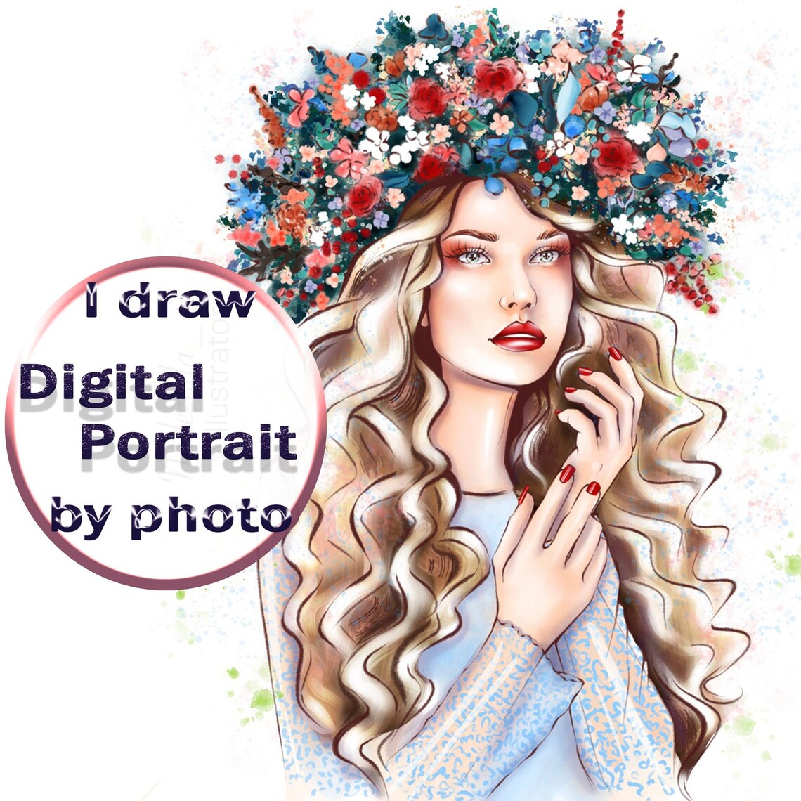 Digital Portrait of Your Photo Custom Portrait Illustration - Etsy