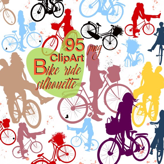 Clipart Bicycle Prints Drawings of Different Colors for - Etsy