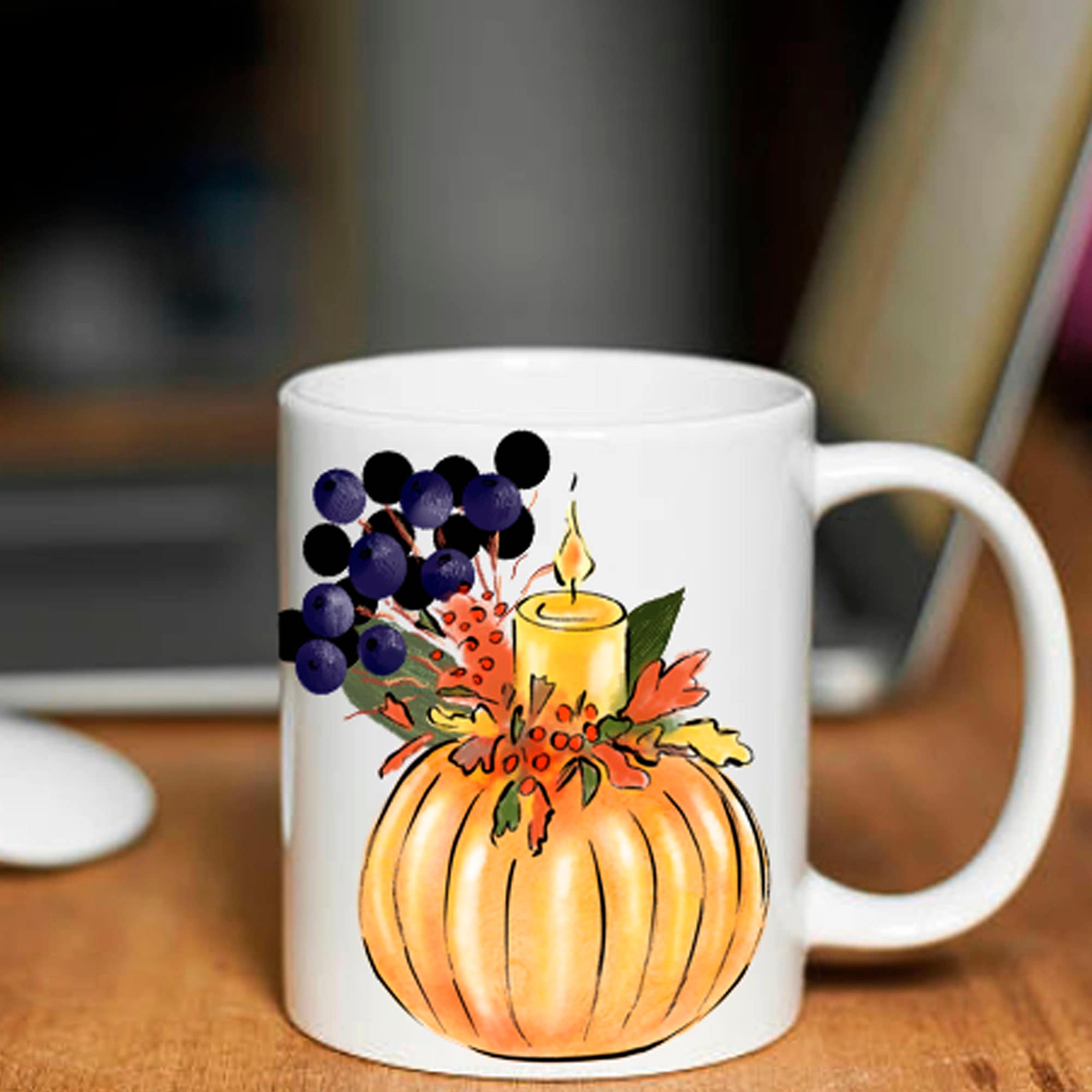 Art Pumpkins Fall Acorns Leaves Berries Watercolor Clipart - Etsy