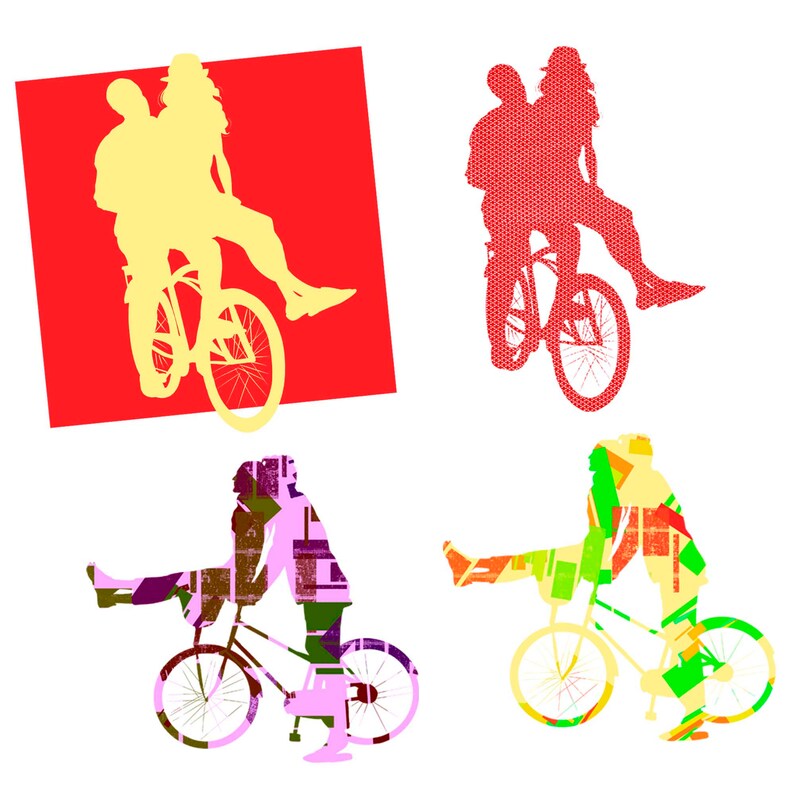 Clipart Bicycle Prints Drawings of Different Colors for - Etsy