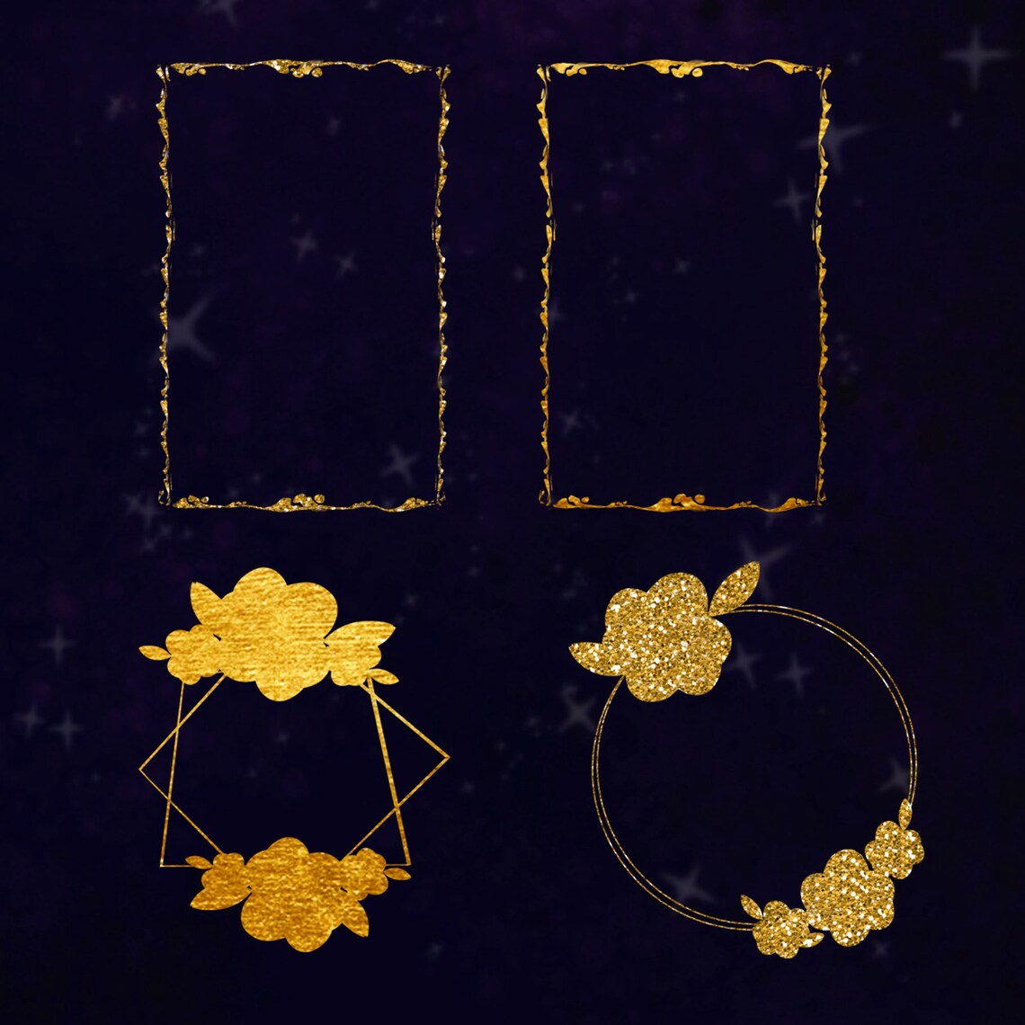 Clipart Golden Frames Gold Glitter Frame Clipart Golden - Etsy