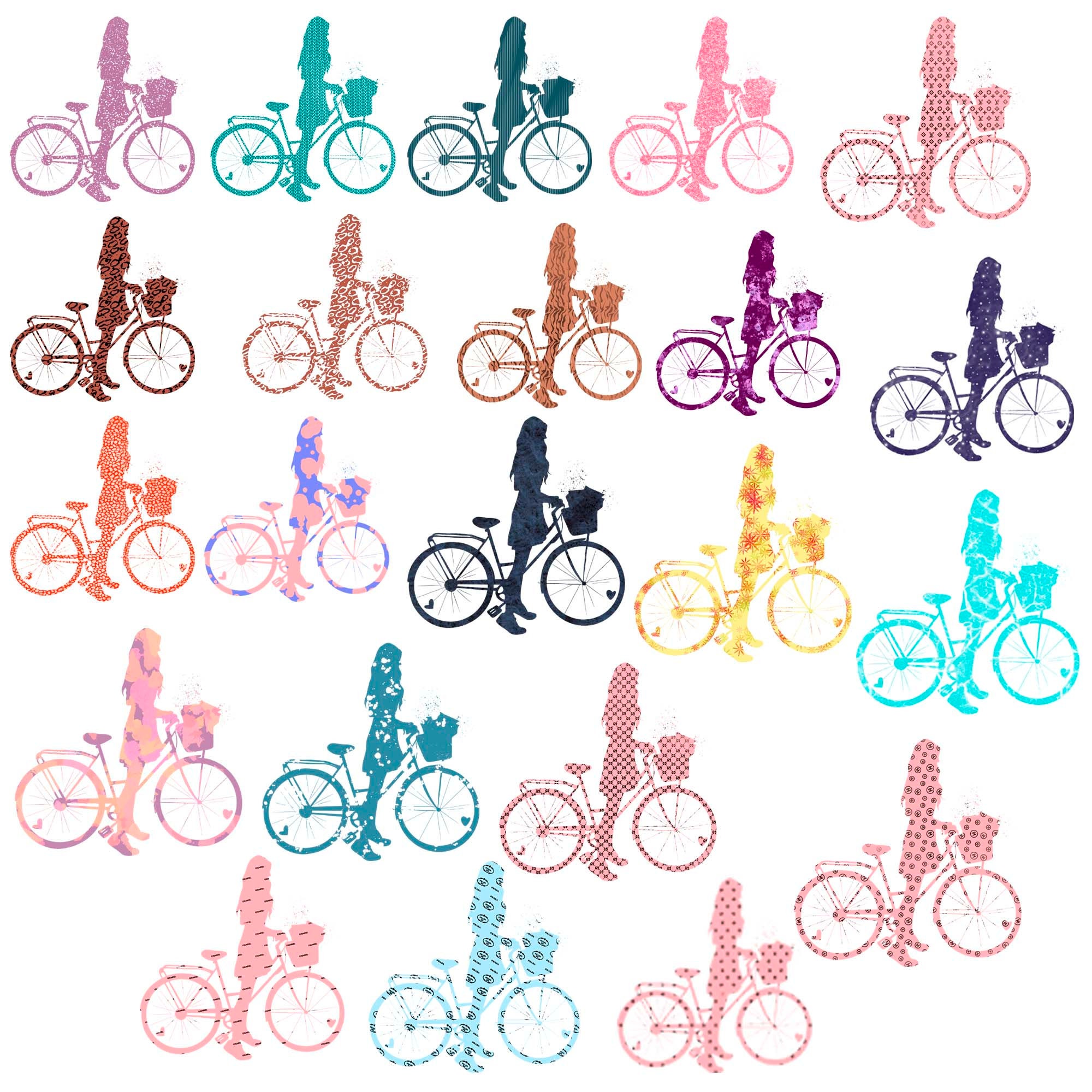 Clipart Bicycle Prints Drawings of Different Colors for - Etsy