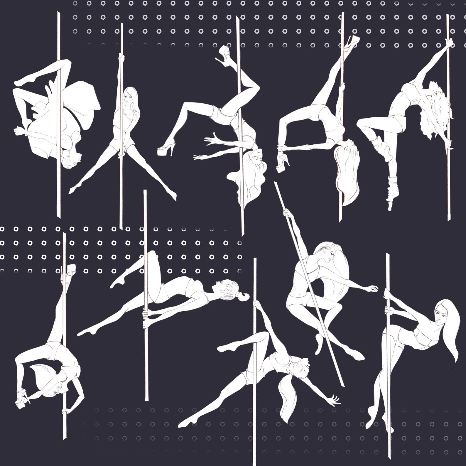 Art Girls, Clipart Digital PNG JPG Strippers, Paper Pole Dancers, Sexy ...
