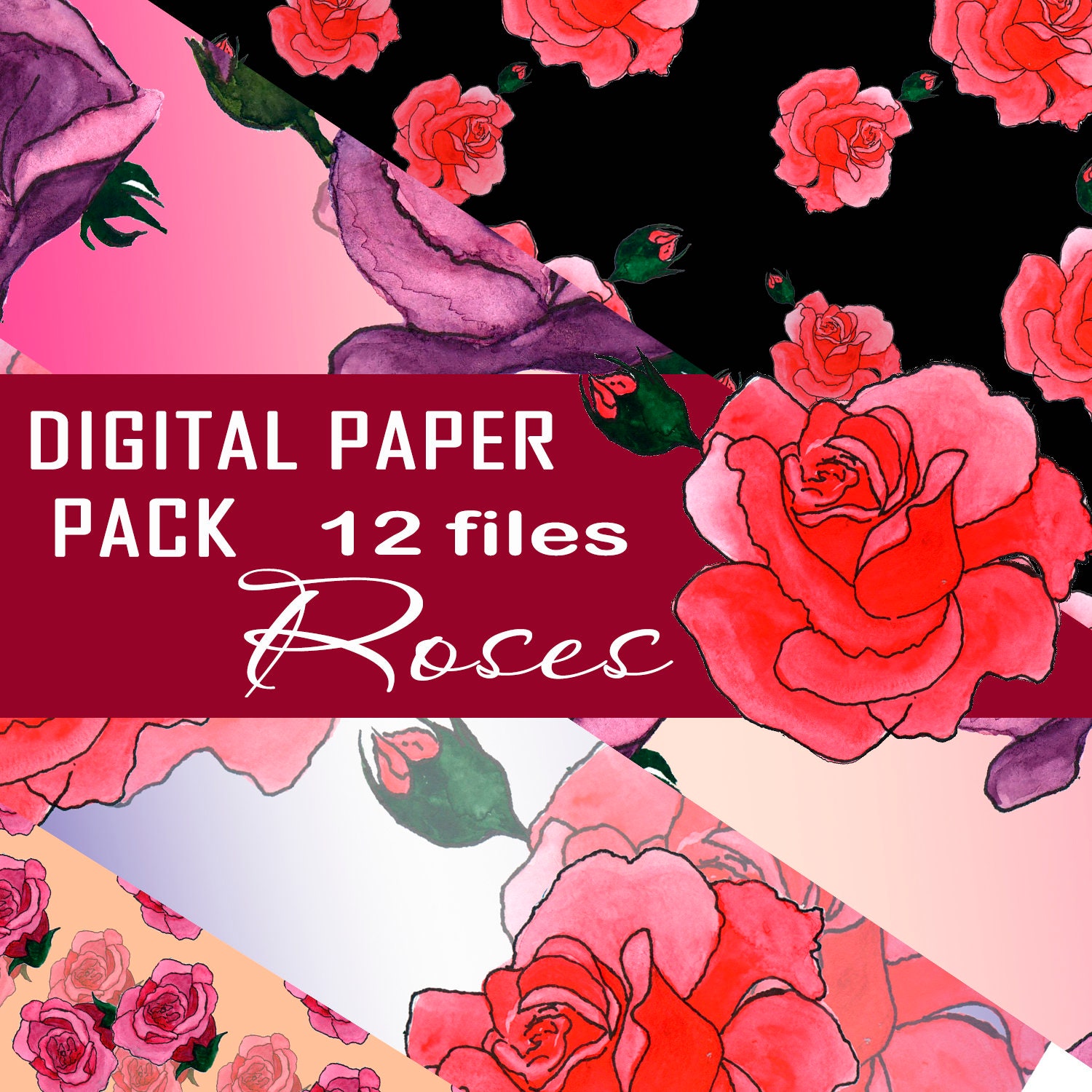 Digital Paper Shabby Chic Rose Scrapbook Paper Digital - Etsy