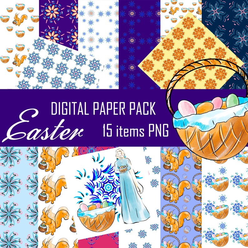 Easter Paper, Easter Egg Digital Paper, Easter Egg Hunt, Easter Chicks ...