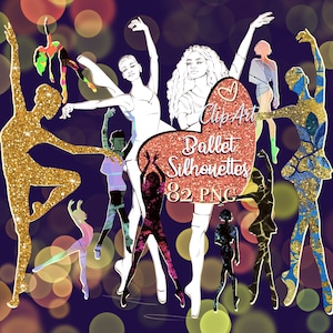 Clipart Dancers, Ballerinas Poses Stencil Golden Colored Ballerina ...