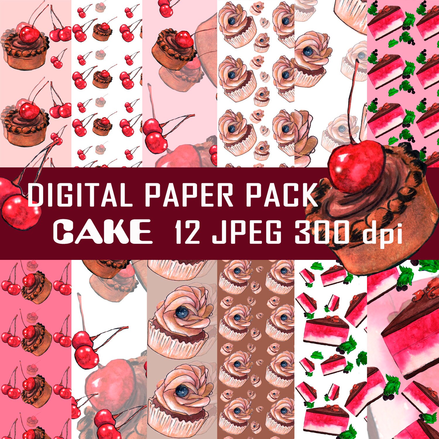 Donut Patterned Paper - Digital Scrapbook Paper - Commercial Use Paper ...