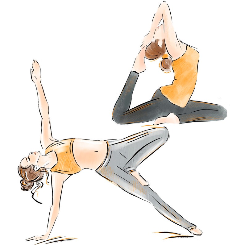 Watercolor Yoga Clipart Zen Fitness Graphics With Yoga Poses, Workout ...