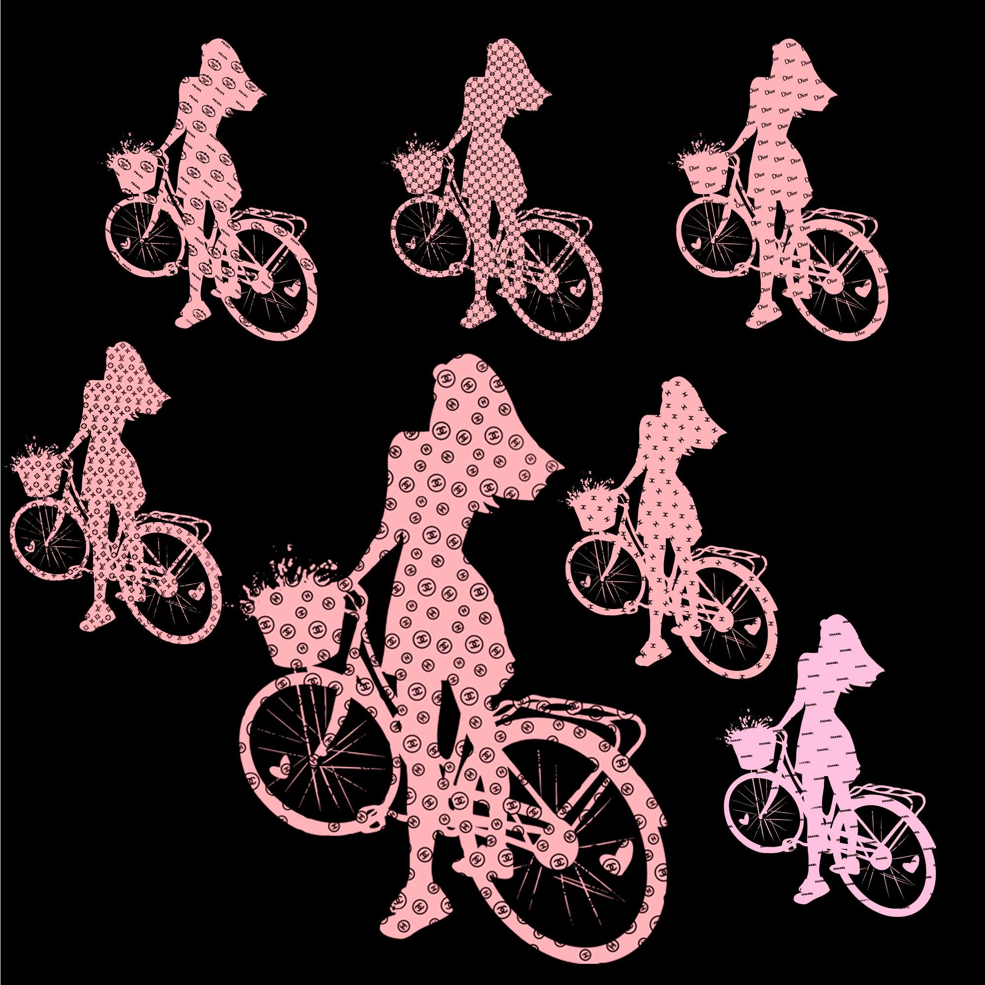 Clipart Bicycle Prints Drawings of Different Colors for - Etsy