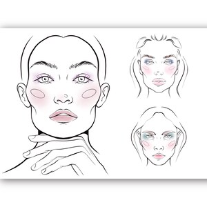 Face Chart for Makeup, Clip Art Face Charts, Printable Make up Artist ...