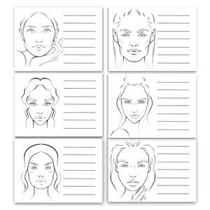Face Chart for Makeup, Clip Art Face Charts, Printable Make up Artist ...
