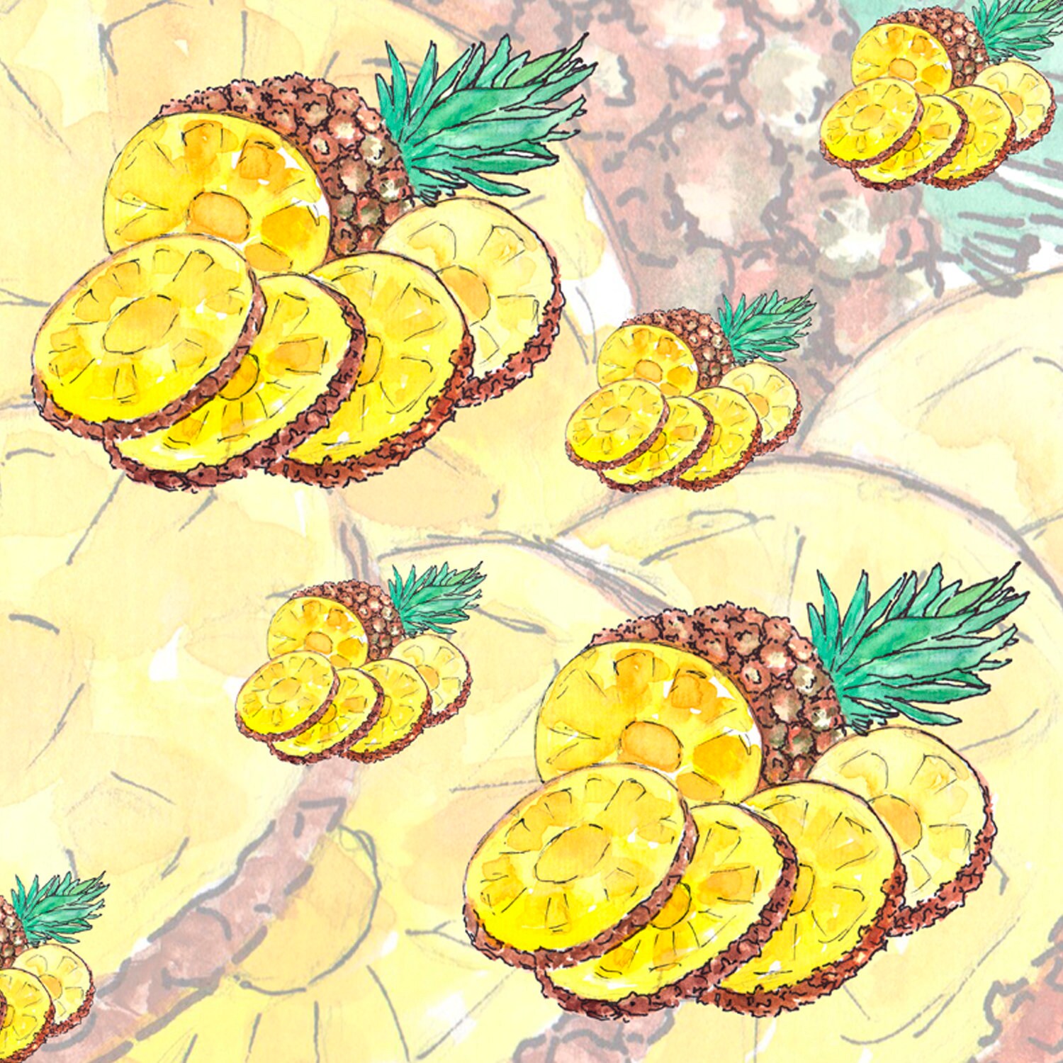 Summer Digital Paper Pack: "tutti Frutti" Tropical Fruits Background ...