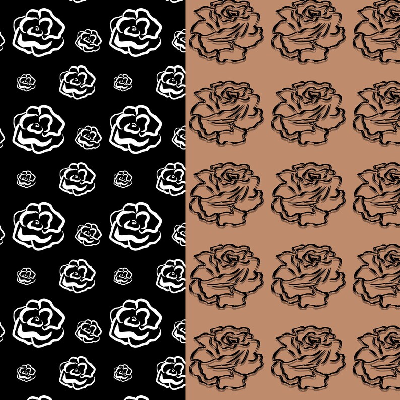 Black Digital Paper, Rose Digital Paper Pack, Black Roses, Wedding ...