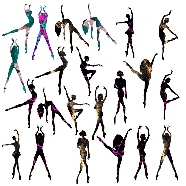 Clipart Ballet Silhouettes Gold, Ballerina Silhouette, Sequin ...