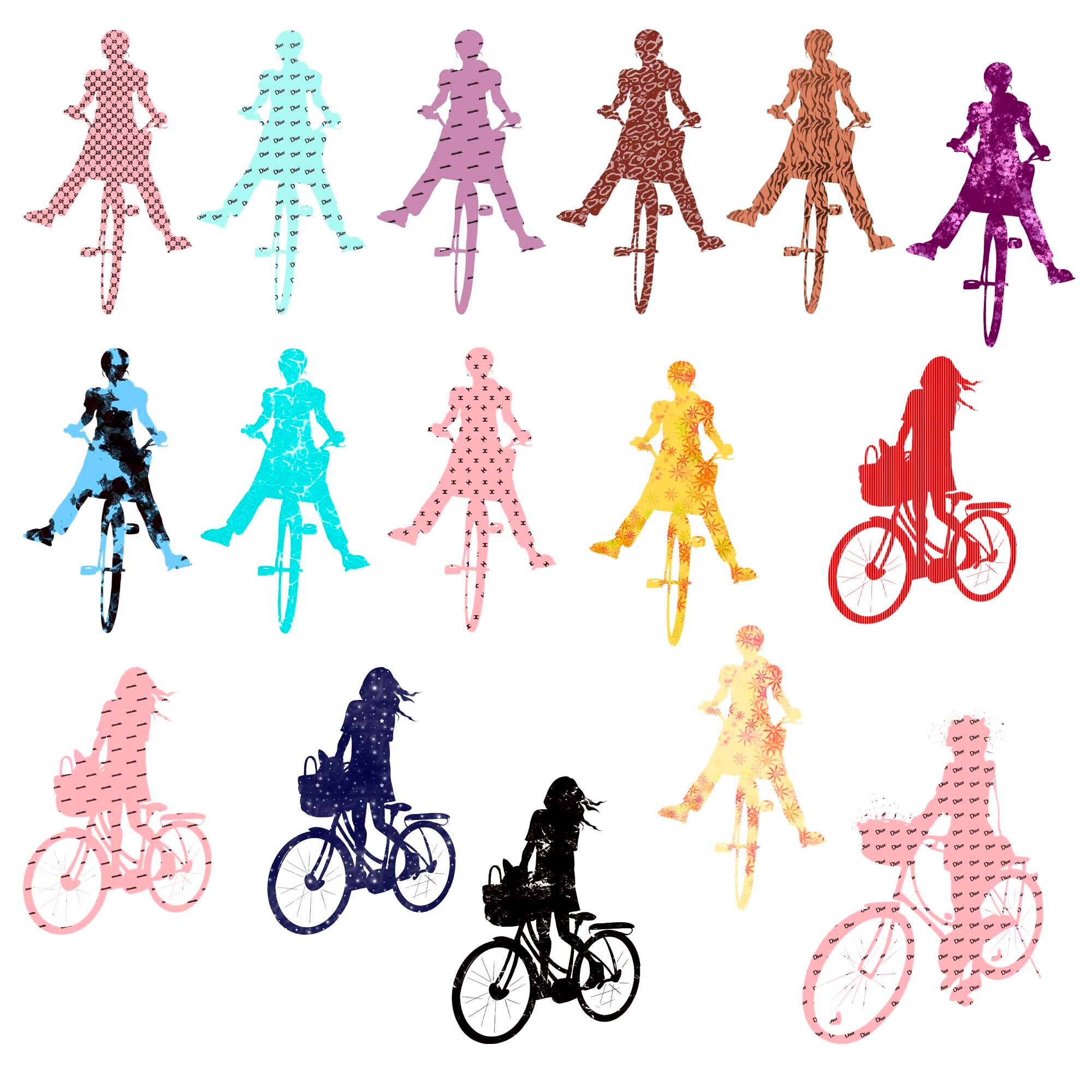 Clipart Bicycle Prints Drawings of Different Colors for - Etsy