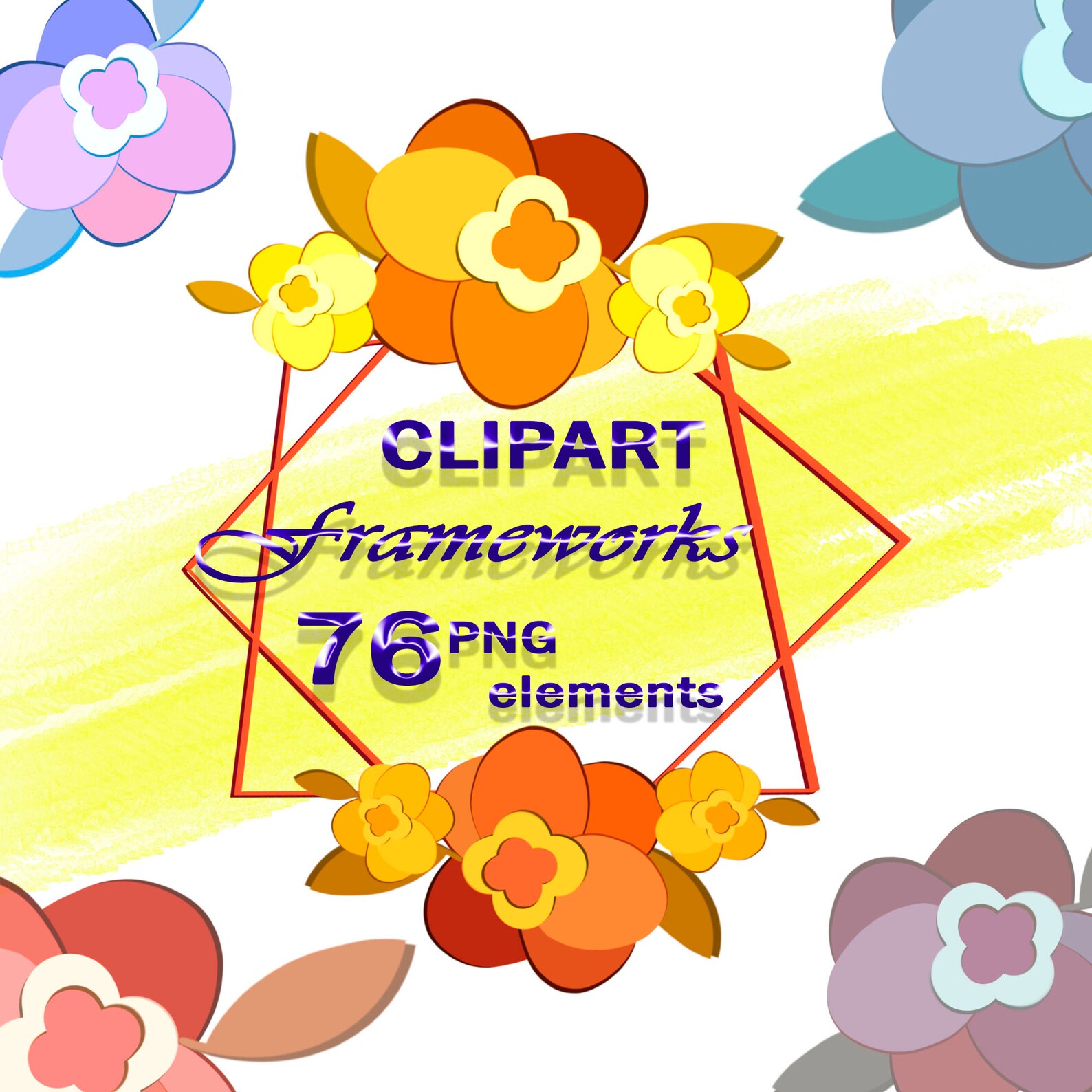Digital Floral Frames Clipart Frames Clipart Floral Clipart - Etsy