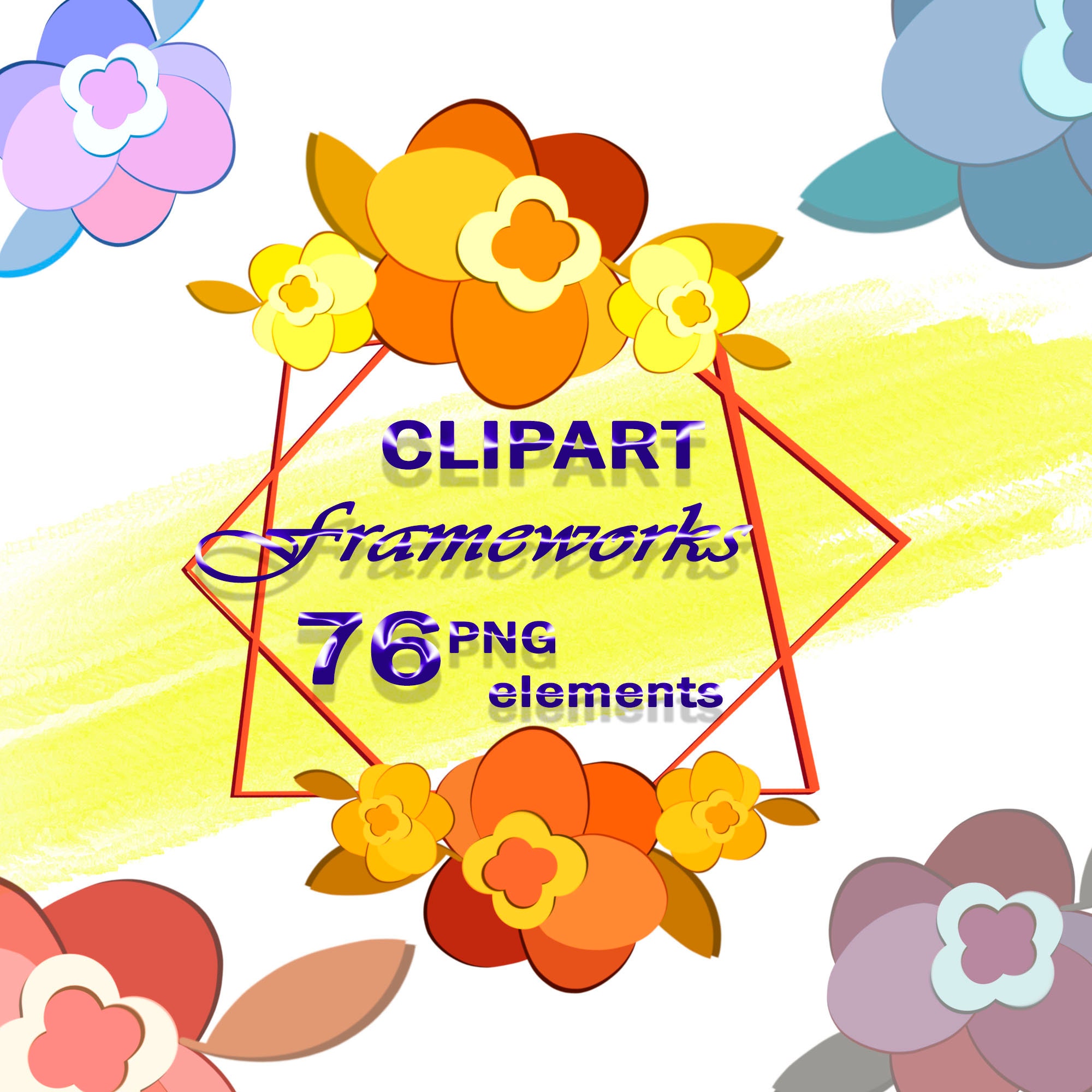 Digital Floral Frames Clipart, Frames Clipart, Floral Clipart, Art ...