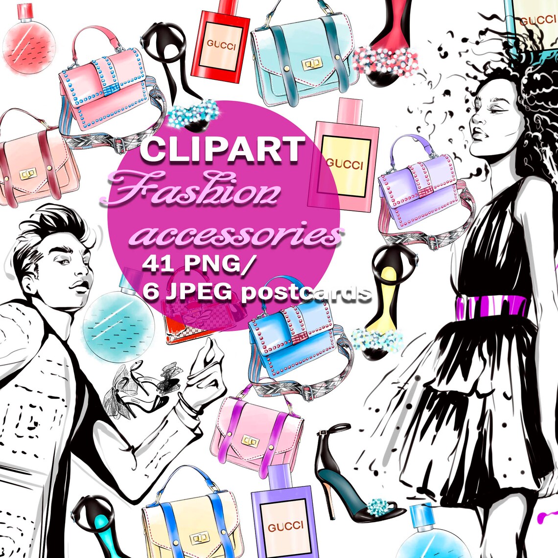 Fashion Accessories Clipart Fashionable Clipart Fashion - Etsy