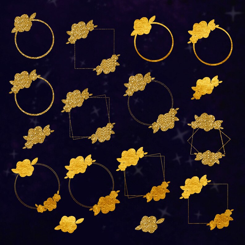 Clipart Golden Frames Gold Glitter Frame Clipart Golden - Etsy
