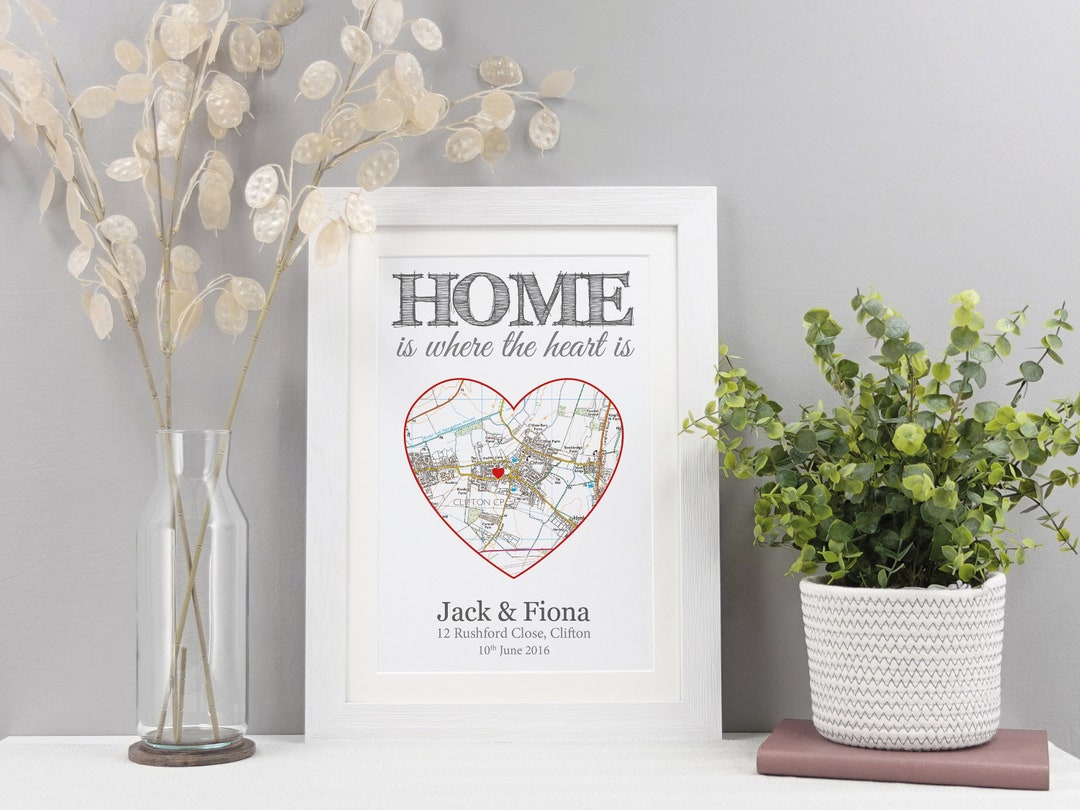 Personalised Home Map Print | "home is Where the Heart Is" New Home ...