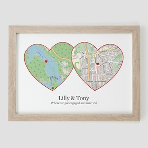 Personalised Couples Map Gift | Anniversary Keepsake | Custom Wedding ...