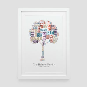 Personalised Family Tree Word Art Print | Custom Gift for Family, Mum ...