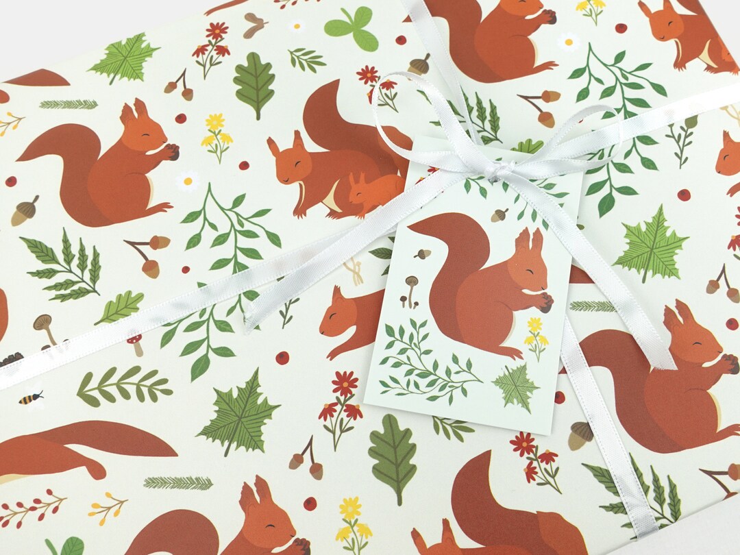 Red Squirrel Wrapping Paper | Woodland Animal Eco Friendly Gift Wrap ...