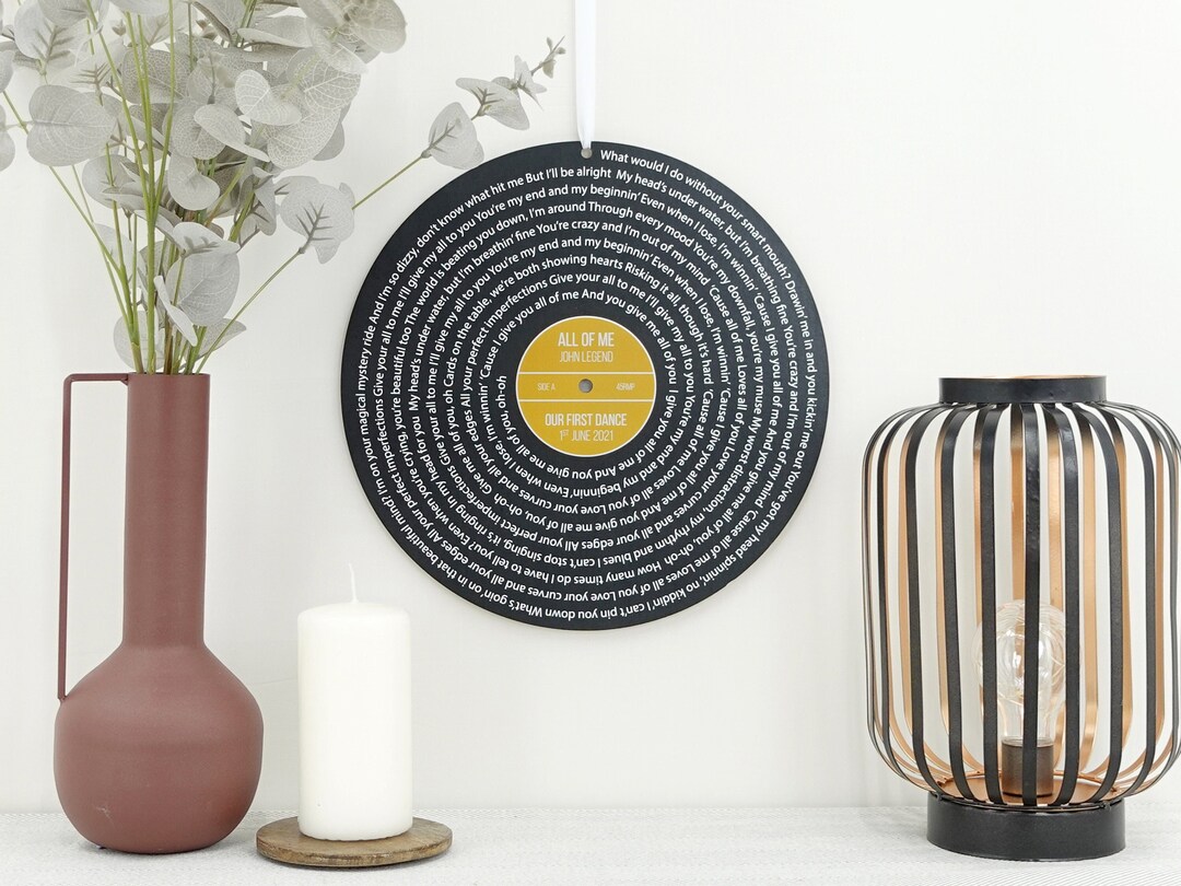 Personalised Wooden Vinyl Record | Song Lyrics Wall Hanging | Wedding ...