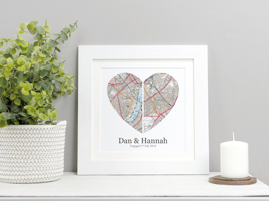 Personalised Couples Heart Map Gift VA005 - Etsy
