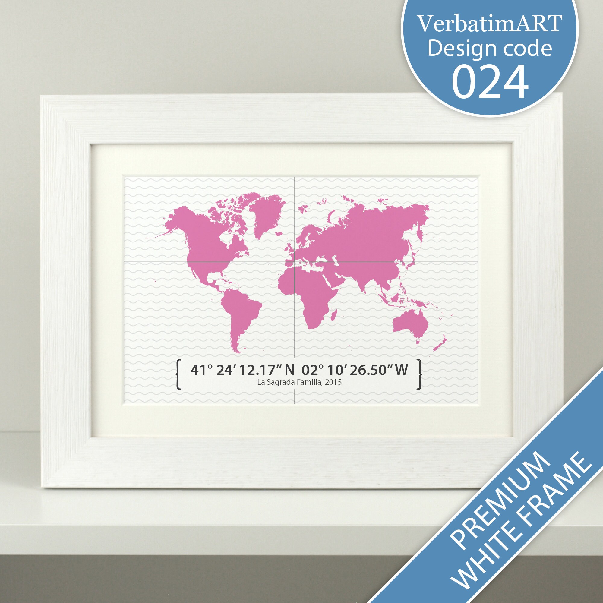 Personalised world map coordinates print / Engagement gift / | Etsy