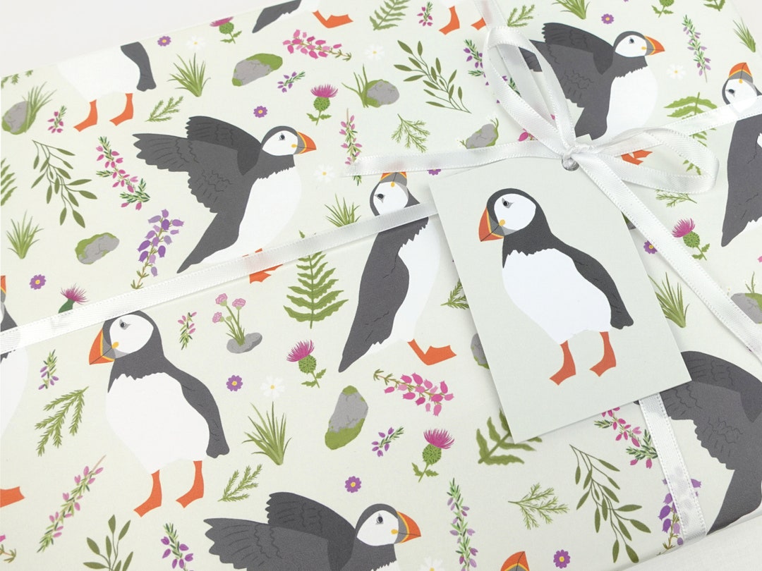Puffins Wrapping Paper | Scottish Highlands Eco Friendly Gift Wrap ...