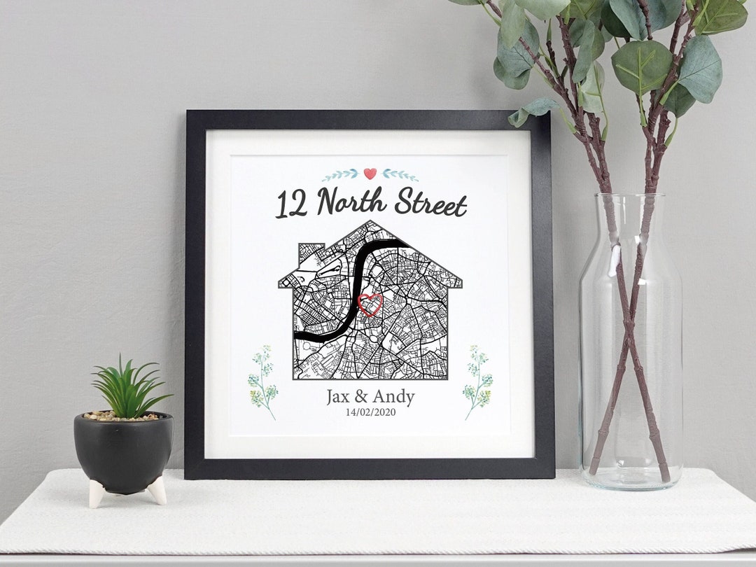 Personalised New Home Map Gift VA004 - Etsy UK
