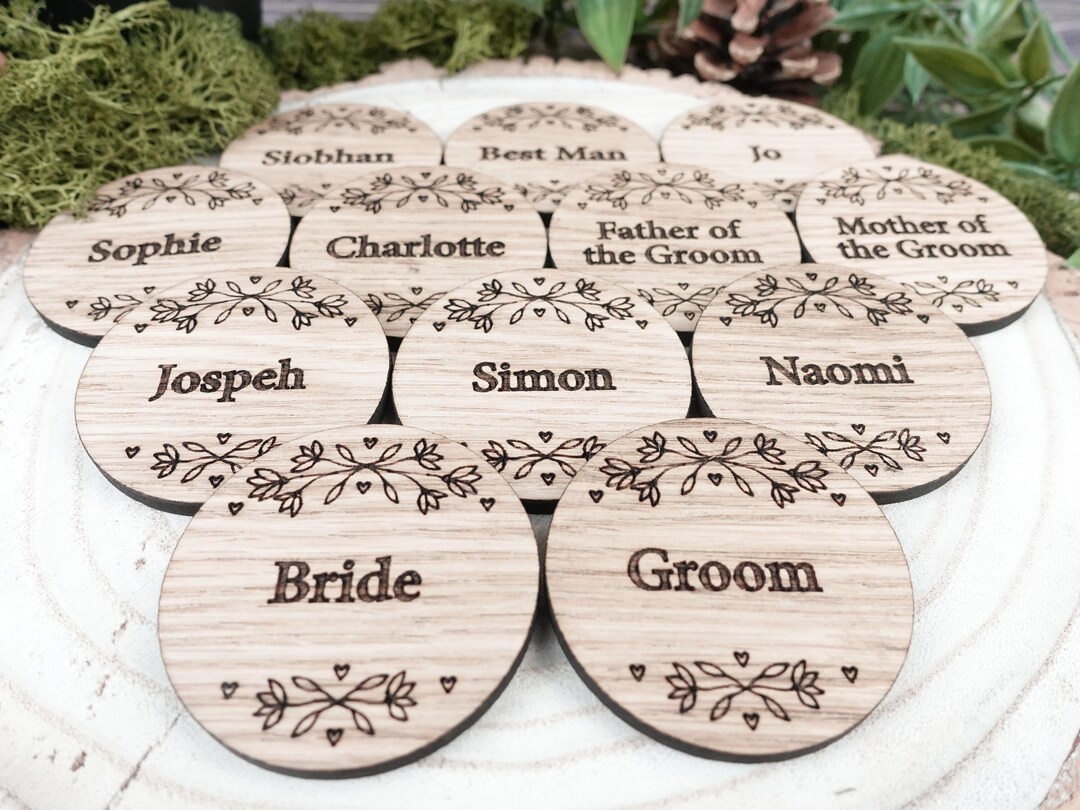 Personalised Wedding Place Names | Wooden Table Place Setting ...