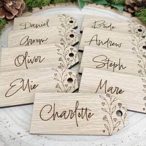 Wooden Table Place Names Wedding Floral Tag Place Setting VA193 - Etsy UK