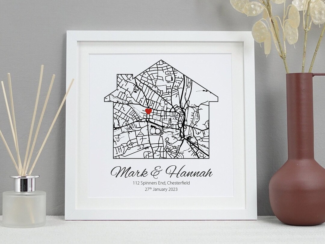 Personalised Home Map Print | New Home Gift | Housewarming Present ...