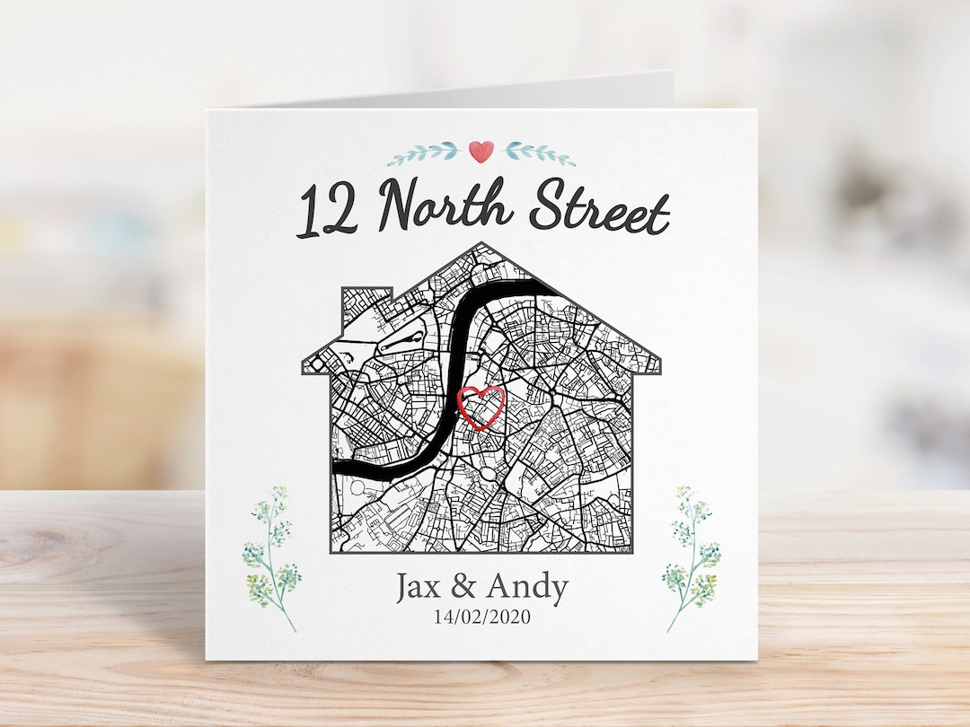 Personalised Housewarming Map Card | Custom New Home Gift | First Home ...