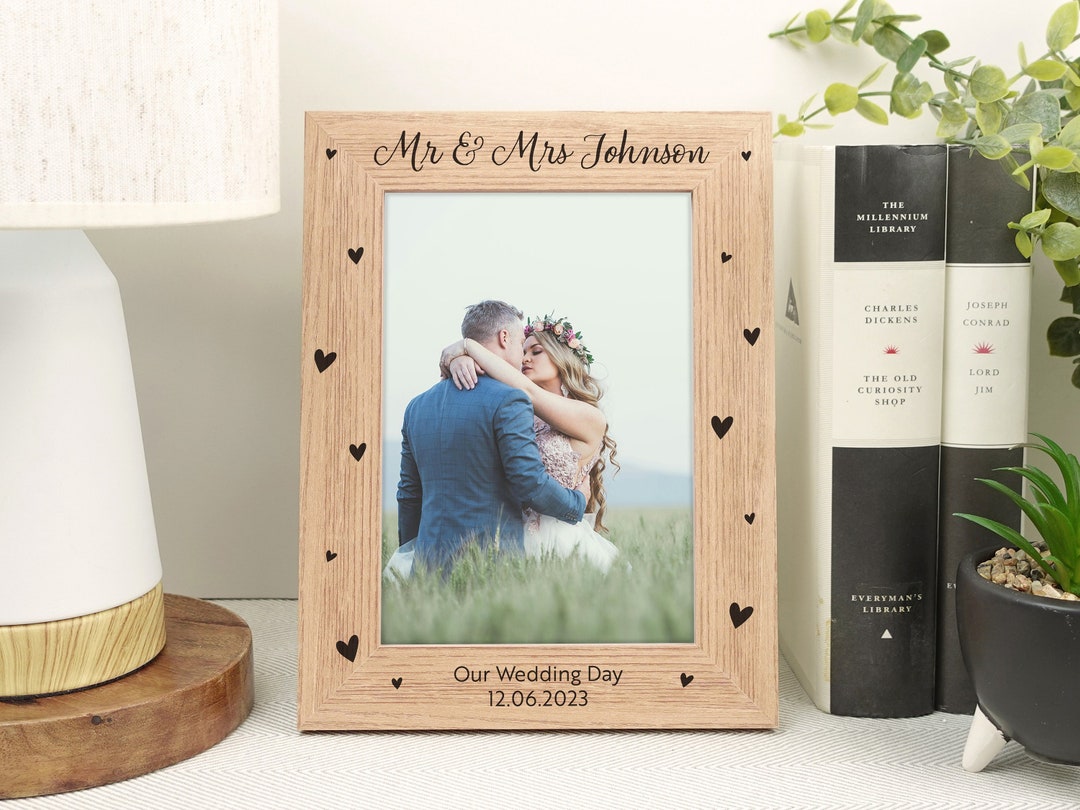 Personalised Engraved Wedding Frame | Heart Design | Custom Couples ...