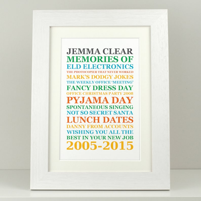 Personalised leaving present print poster / Memories of work | Etsy