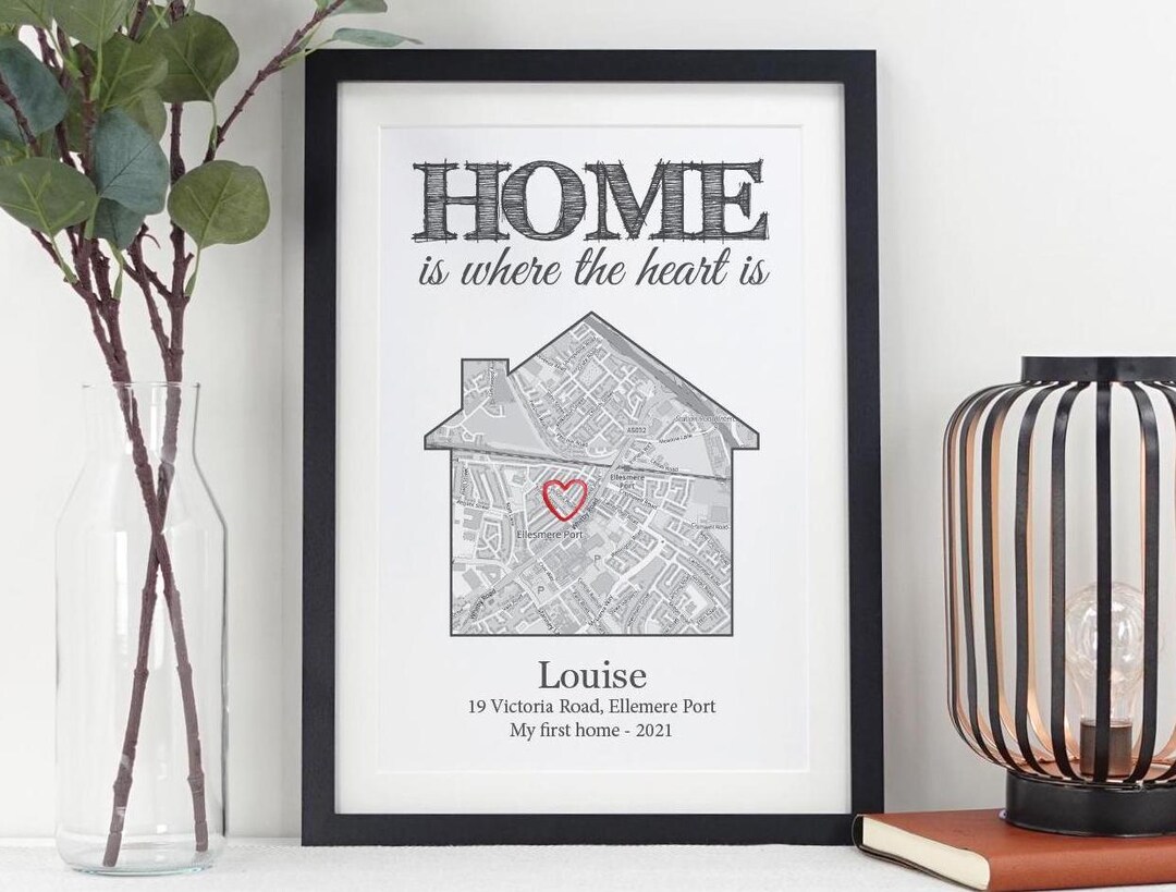 Personalised Home Map Print | New Home Moving Gift | Housewarming ...