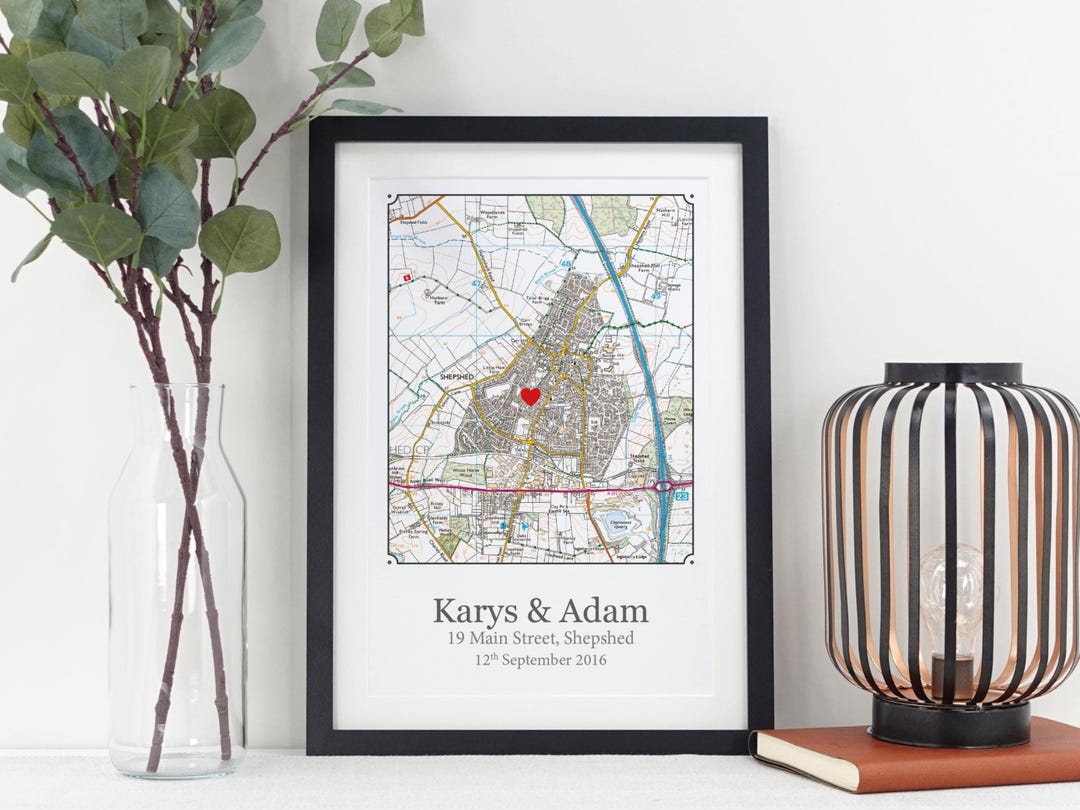 Personalised Location Map Print | New Home, Wedding Anniversary Gift ...