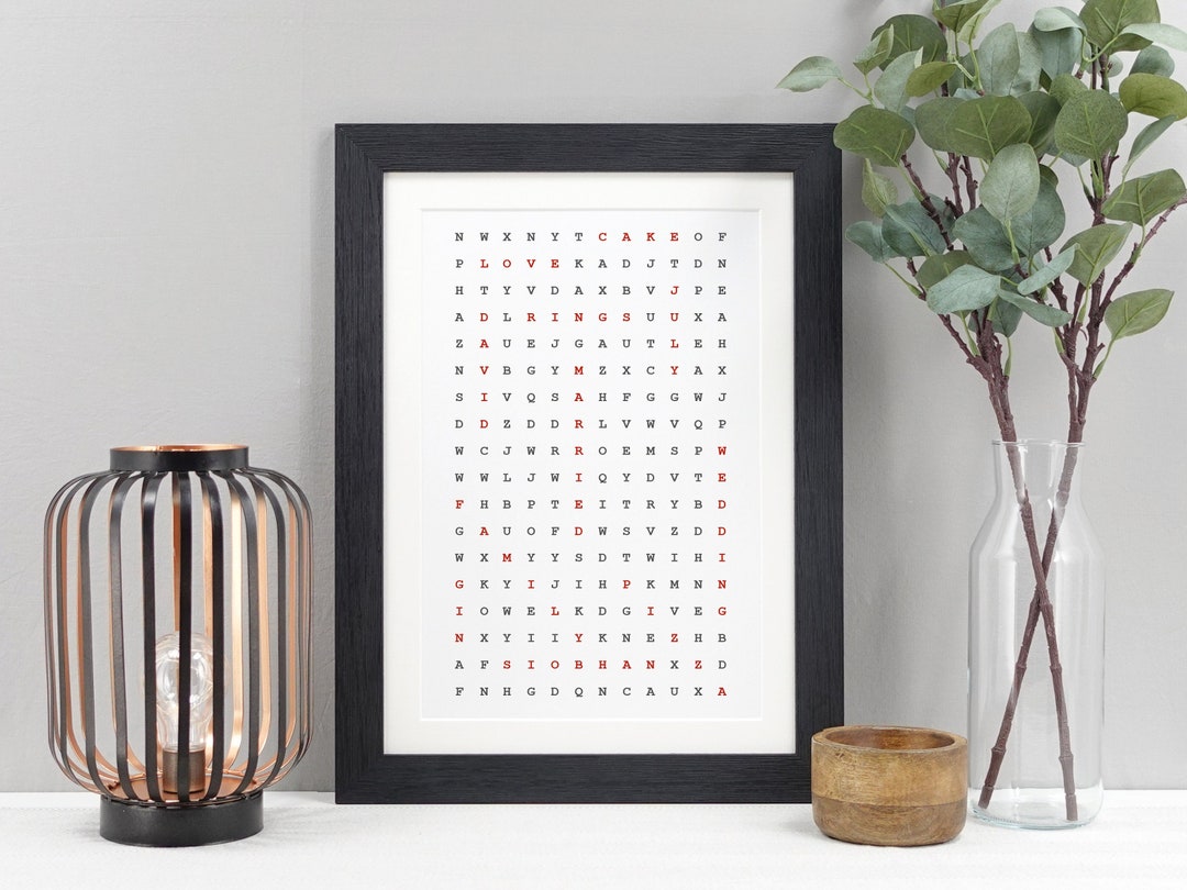 Personalised Word Search Print | Custom Hidden Message Wall Art ...